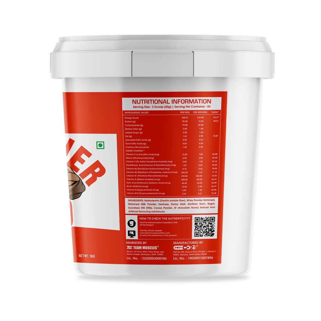 Jumbo Mass Gainer 5Kg + Fuel Nine Protein 1Kg + Shaker - Team Muscles ...